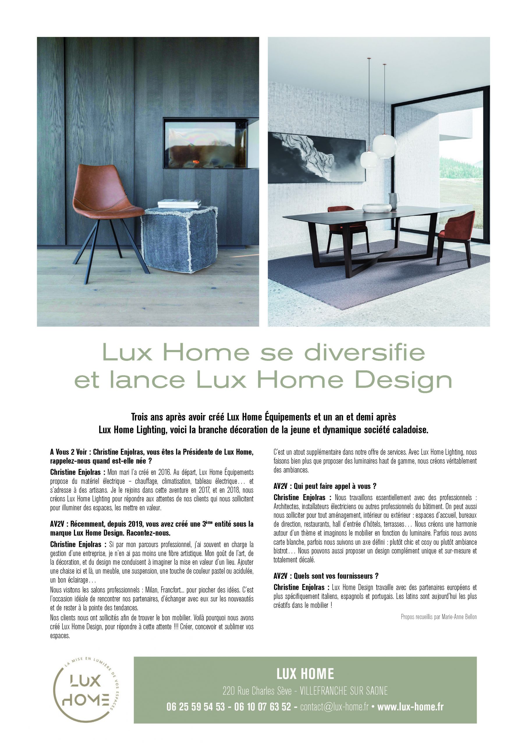 LUX HOME SE DIVERSIFIE ET LANCE LUX HOME DESIGN – Lux-Home